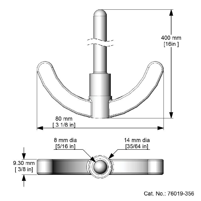 Impeller, PTFE Anchor Blade, 3.125" Diameter, Caframo | Stirring Blades
