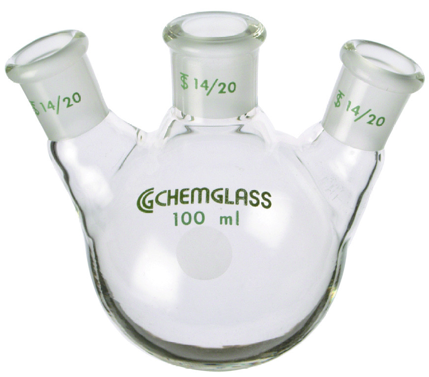 Round-Bottom Boiling Flasks with Three Angled Necks, Heavy Wall ...