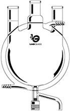 SP Wilmad-LabGlass Round Bottom, Full Jacketed, Three-Neck Flasks with ...