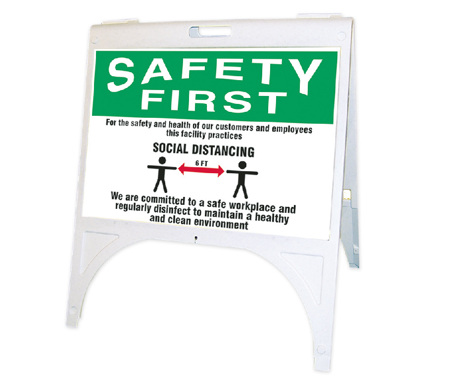 Social Distance Quik Sign Fold-Ups®; Safety First, Accuform® | Signs