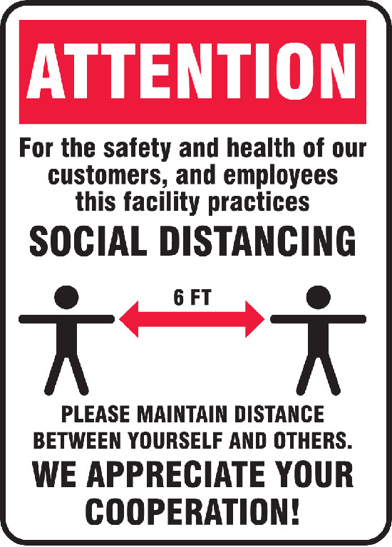 Social Distance Signs; Attention for the Safety and Health of Customers ...