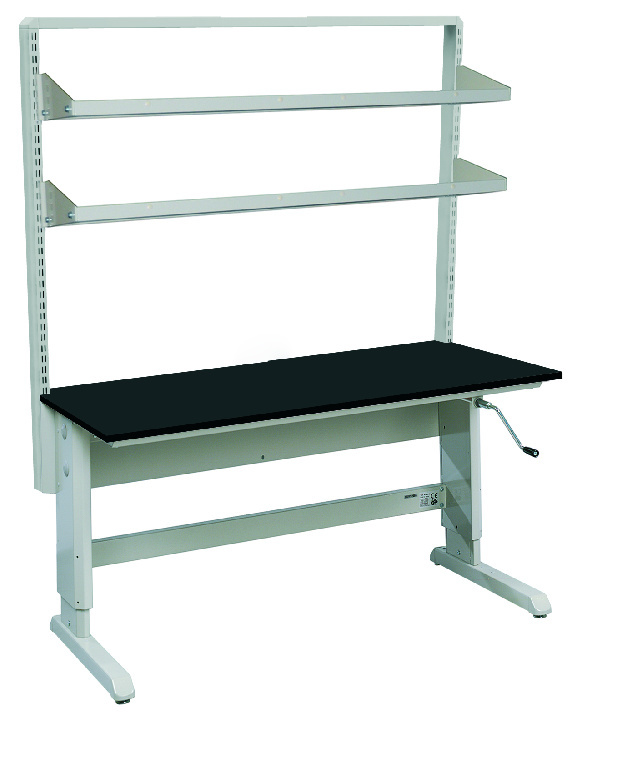 VWR® C-Leg Bench Frame with Top, Single Bay Uprights, and 2 Shelves ...