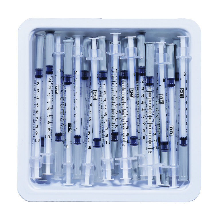 Allergy Syringes with Permanently Attached Needles, in Trays, BD ...