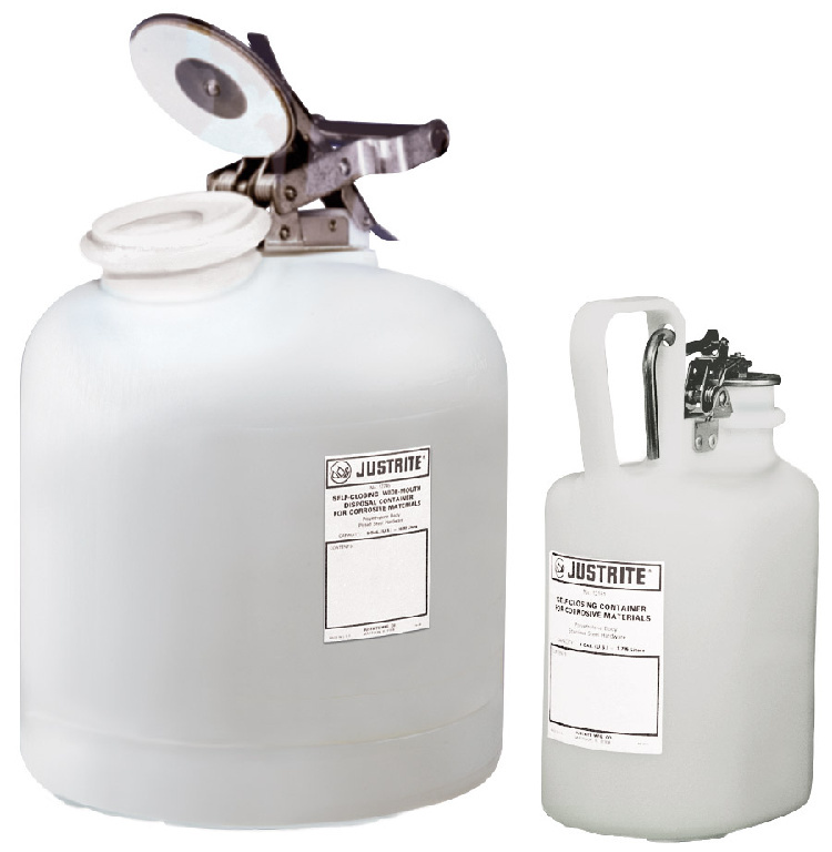 Nonmetallic Self-Closing Laboratory Containers, Justrite® | Safety Cans