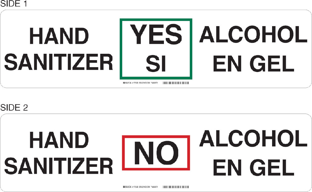 Brady® COVID-19 Polystyrene Sign; Hand Sanitizer, Bi-lingual, Brady ...