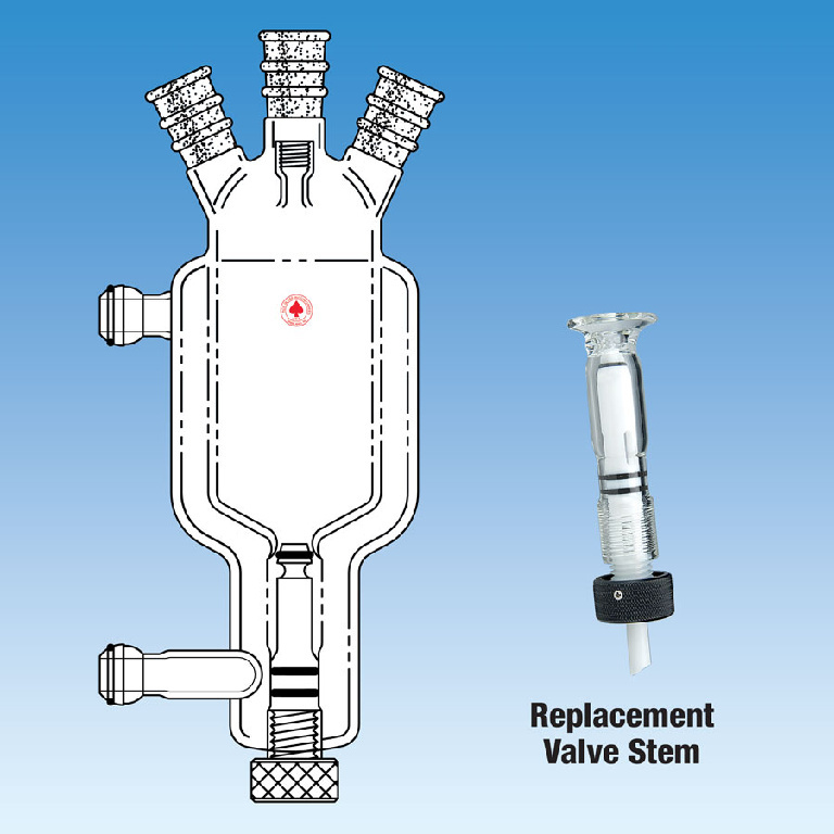 One-Piece Jacketed Reactor with Zero Dead Space Valve, Ace Glass ...