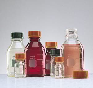 PYREX® Media/Storage Bottles, Narrow Mouth, Round, with Screw Cap ...