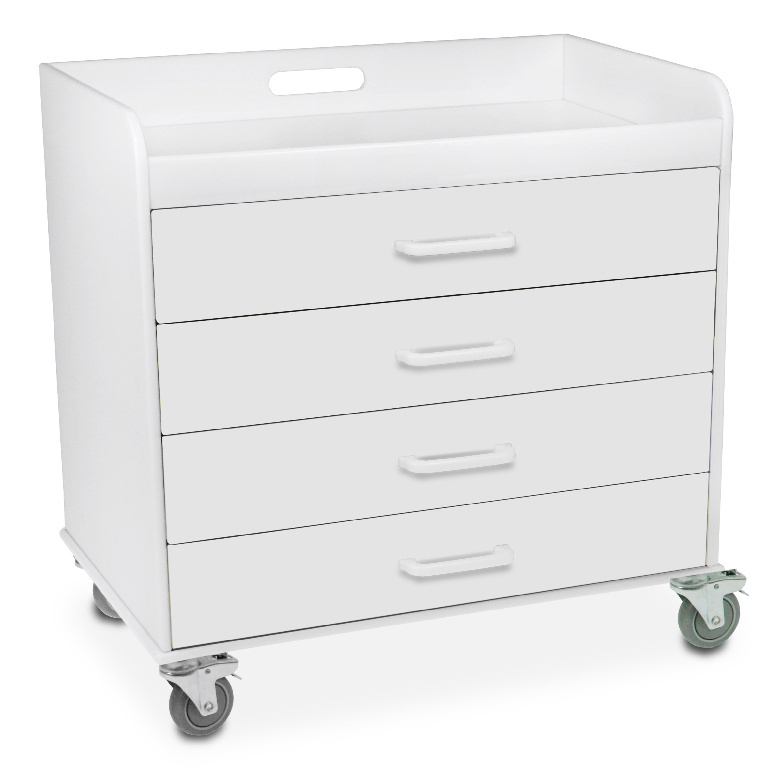 Compact Extra-Wide Non-Metal Locking Carts, 4-Drawer Polyethylene ...